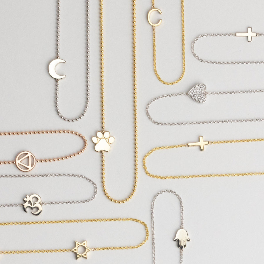 14k Gold Asymmetrical Charm Necklace - Cross – Maya Brenner
