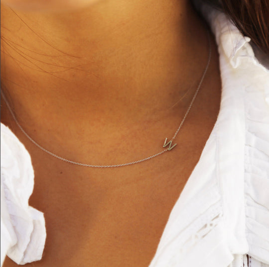 14k Gold Initial Necklace Letter W | Maya Brenner